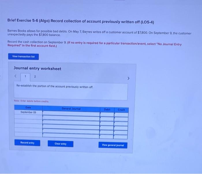 Solved Brief Exercise 5-6 (Algo) Record collection of | Chegg.com