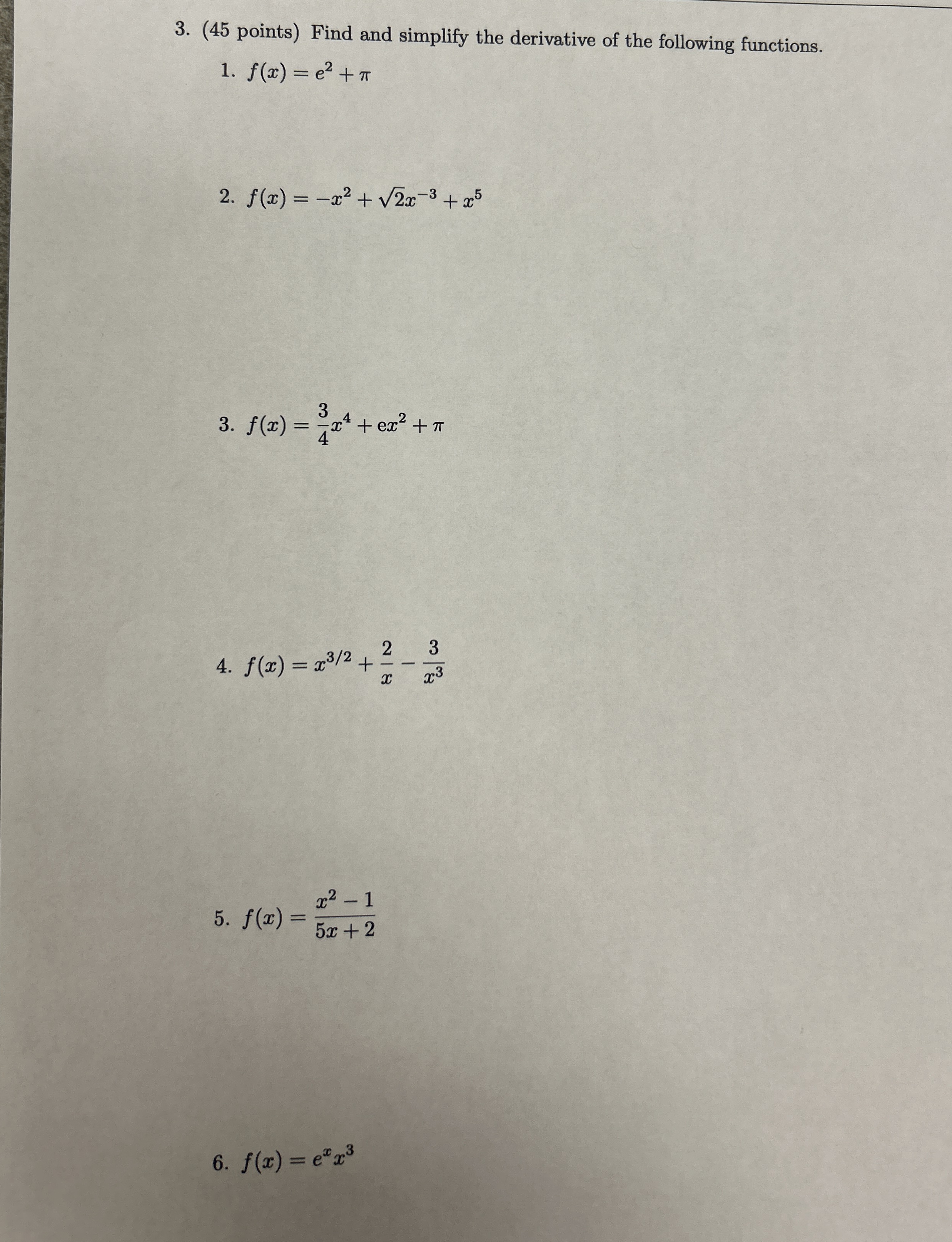Solved (45 ﻿points) ﻿Find and simplify the derivative of the | Chegg.com