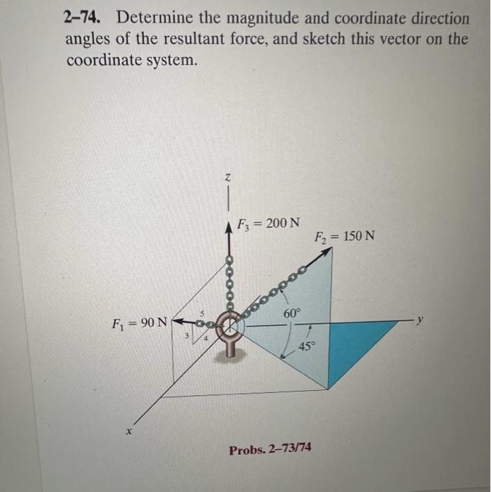 Solved 2 74 Determine The Magnitude And Coordinate