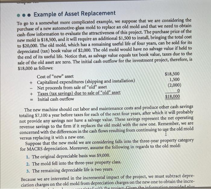 Solved - Example of Asset Replacement To go to a somewhat | Chegg.com