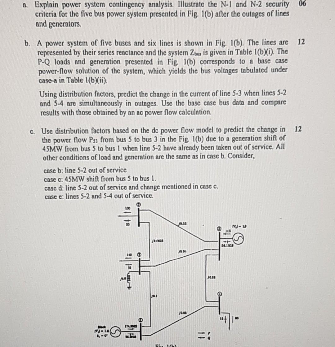 Solved a. Explain power system contingency analysis. | Chegg.com