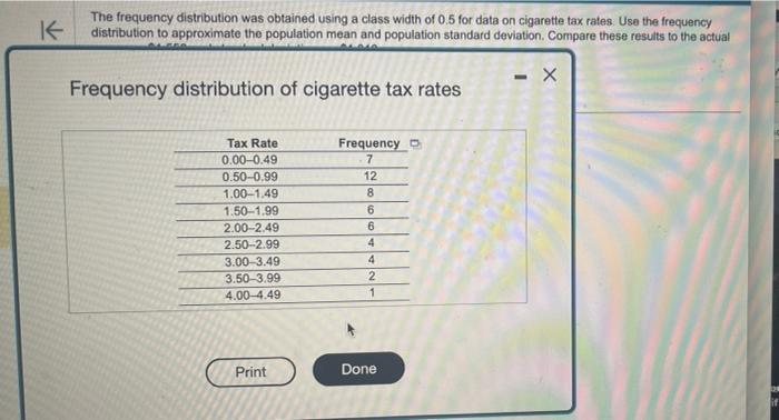 Solved The frequency distribution was obtained using a class | Chegg.com