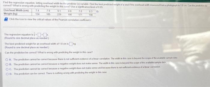 Solved correct? What is wrong with predicting the woight in | Chegg.com