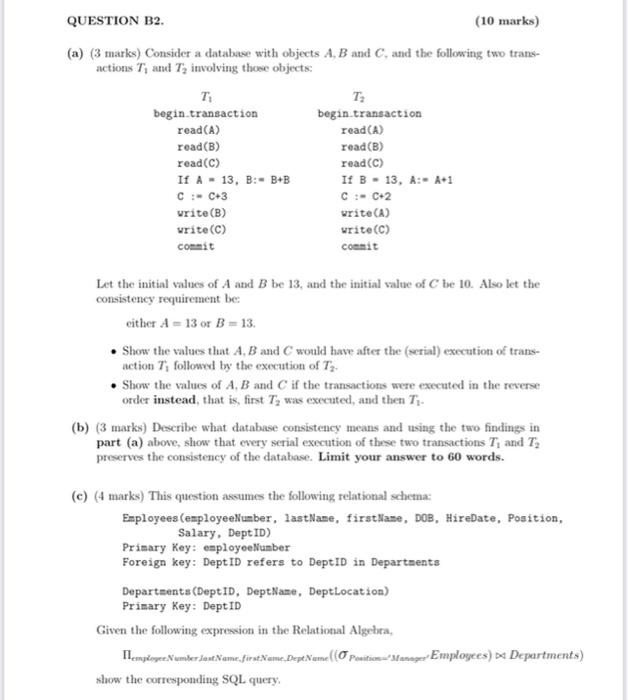 Solved QUESTION B2. (10 marks) (a) (3 marks) Consider a | Chegg.com