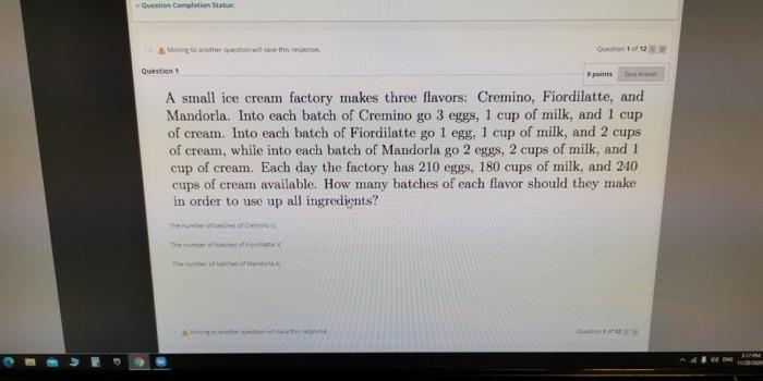 Solved Question Coletin Question points A small ice cream | Chegg.com