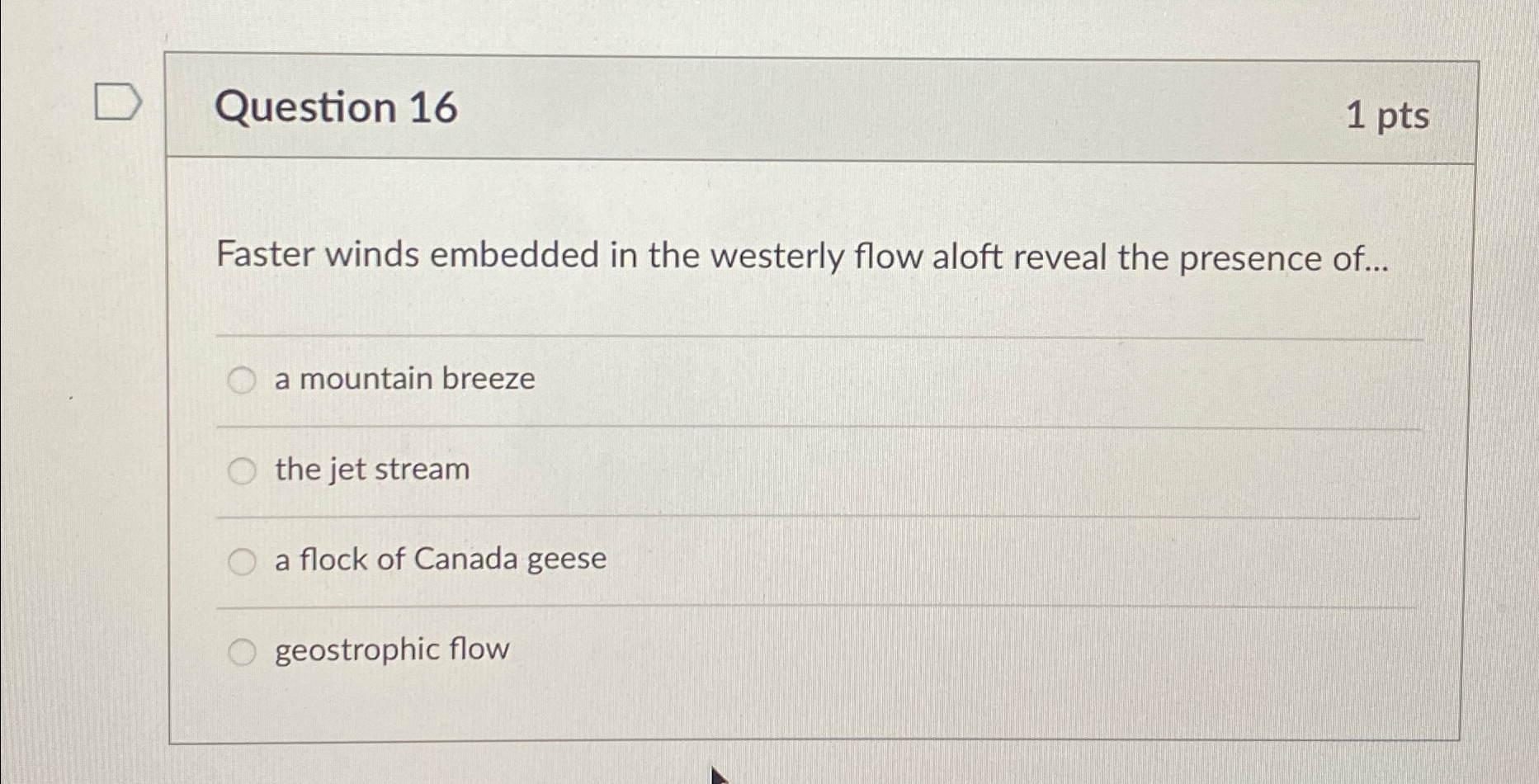 Solved Question 161ptsFaster winds embedded in the westerly | Chegg.com