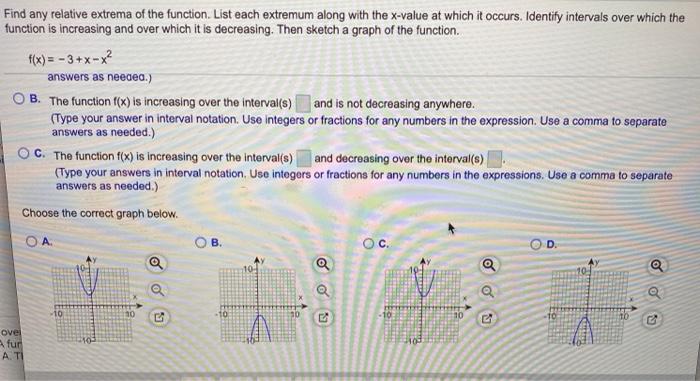 Solved Find any relative extrema of the function. List each | Chegg.com