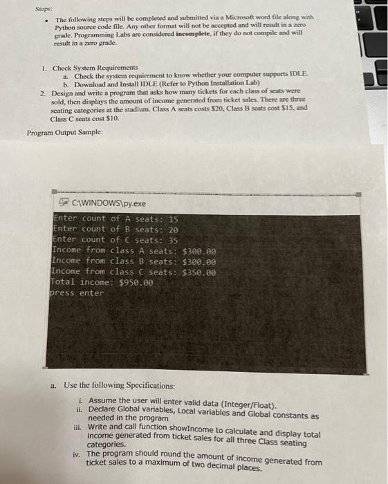 Solved . Steps: The following steps will be completed and | Chegg.com