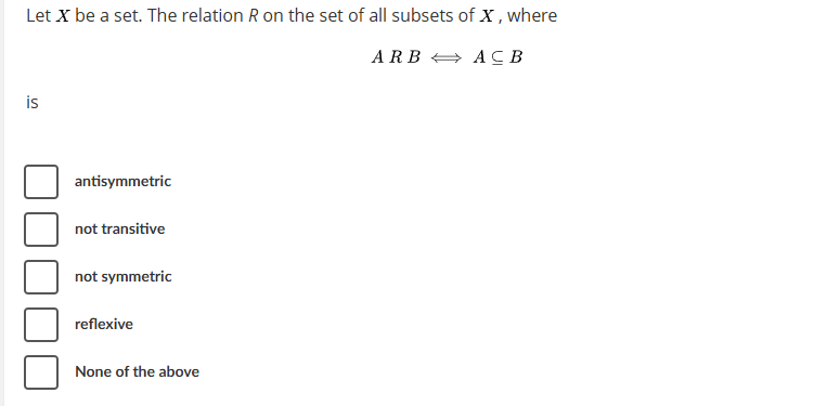 Solved Let x be ﻿a set. The relation R on ﻿the set of ﻿all | Chegg.com