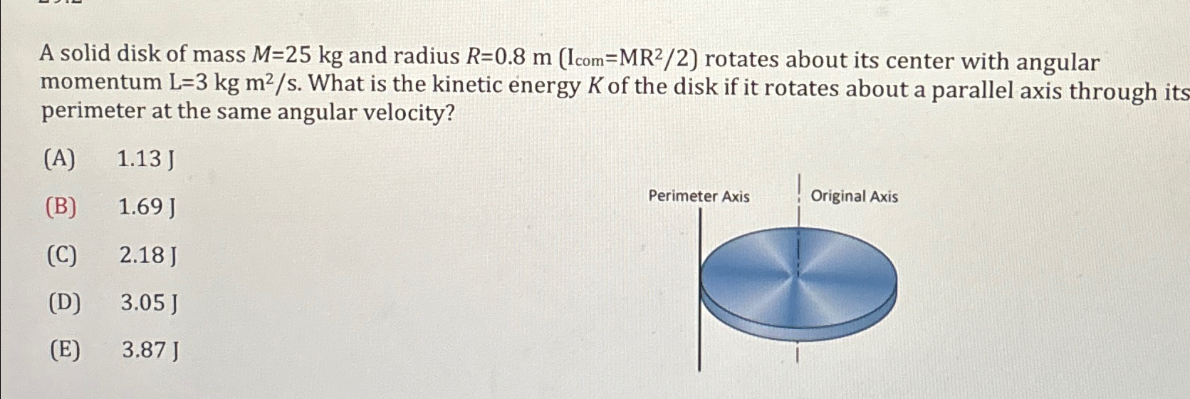 Solved A solid disk of mass M=25kg ﻿and radius | Chegg.com