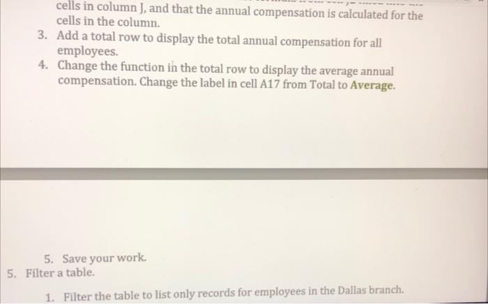 Solved 1. Create and format a table. 1. Start Excel, open | Chegg.com