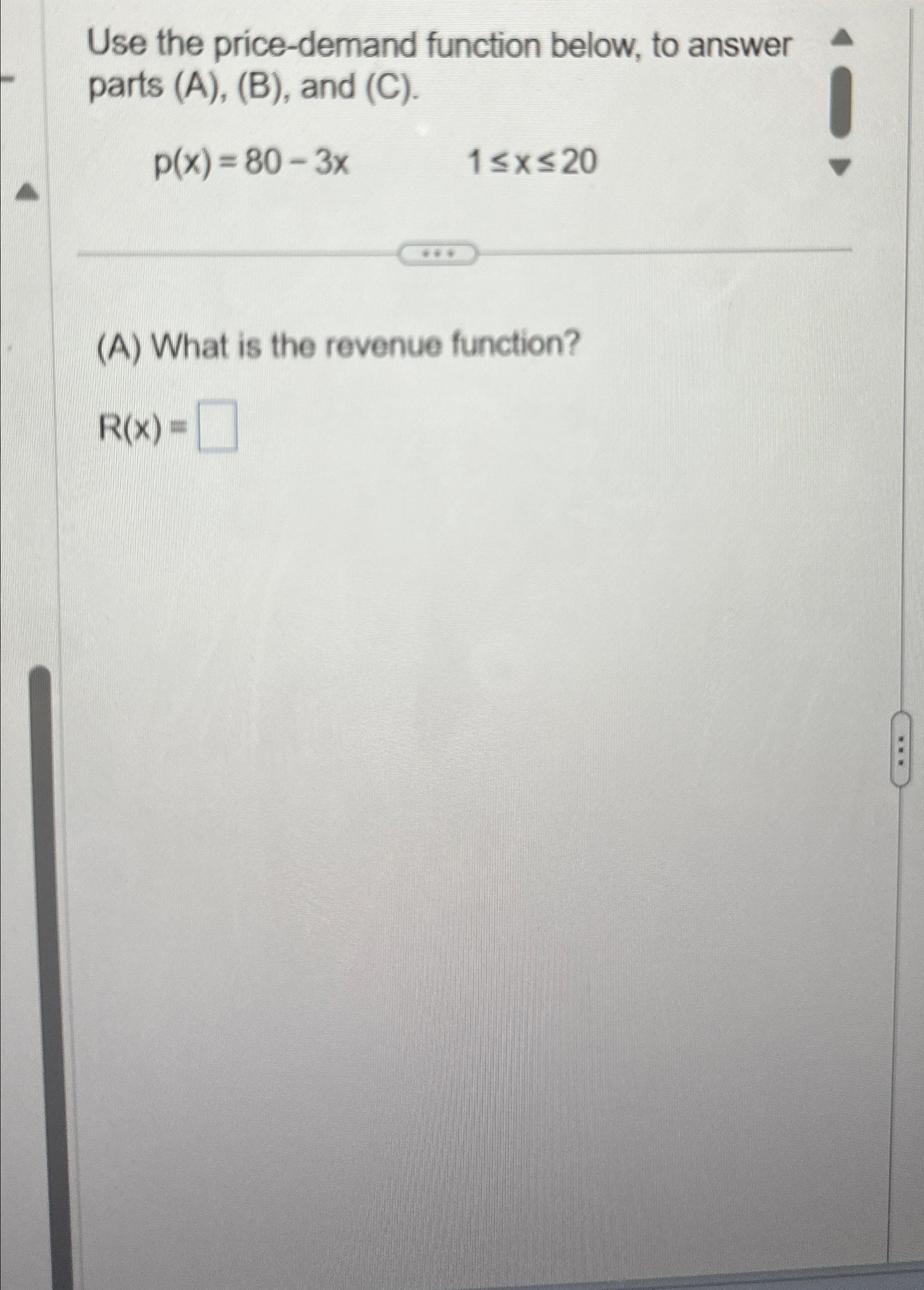 Solved Use the price-demand function below, to answer parts | Chegg.com