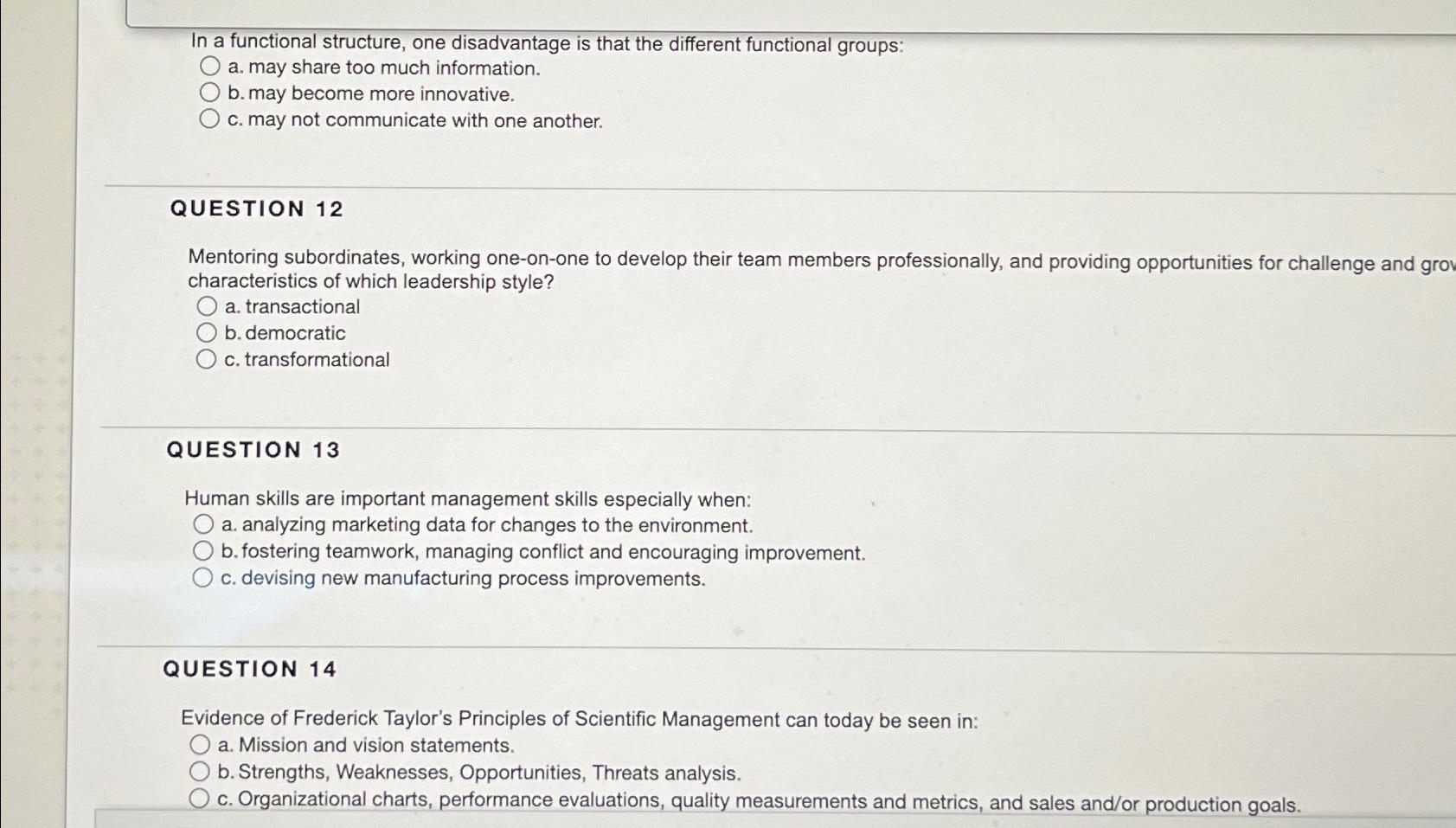 Solved In a functional structure, one disadvantage is that | Chegg.com