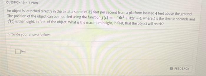 Solved An object is launched directly in the air at a speed | Chegg.com