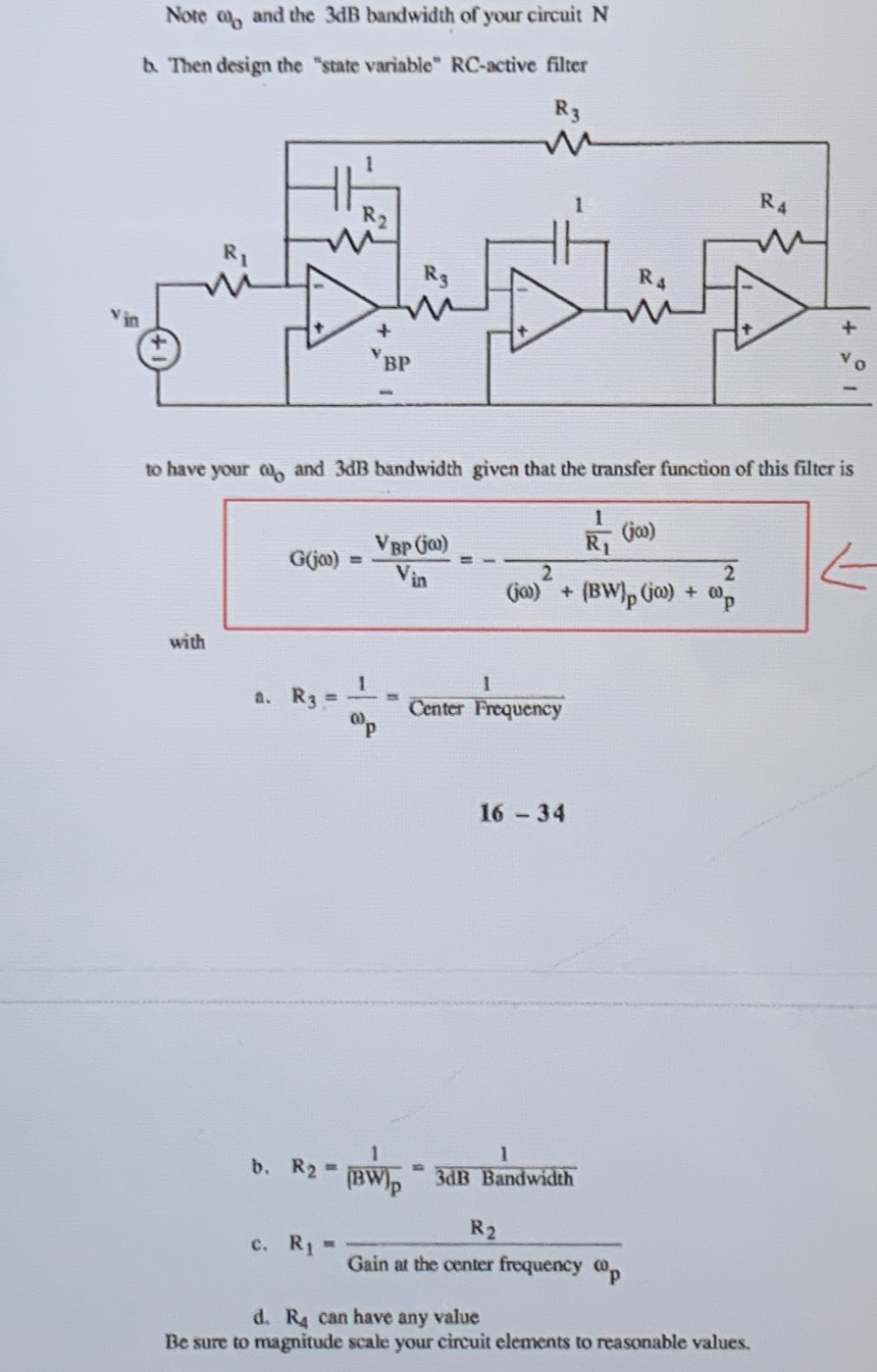 Solved Note ω0 ﻿and the 3dB ﻿bandwidth of your circuit Nb. | Chegg.com