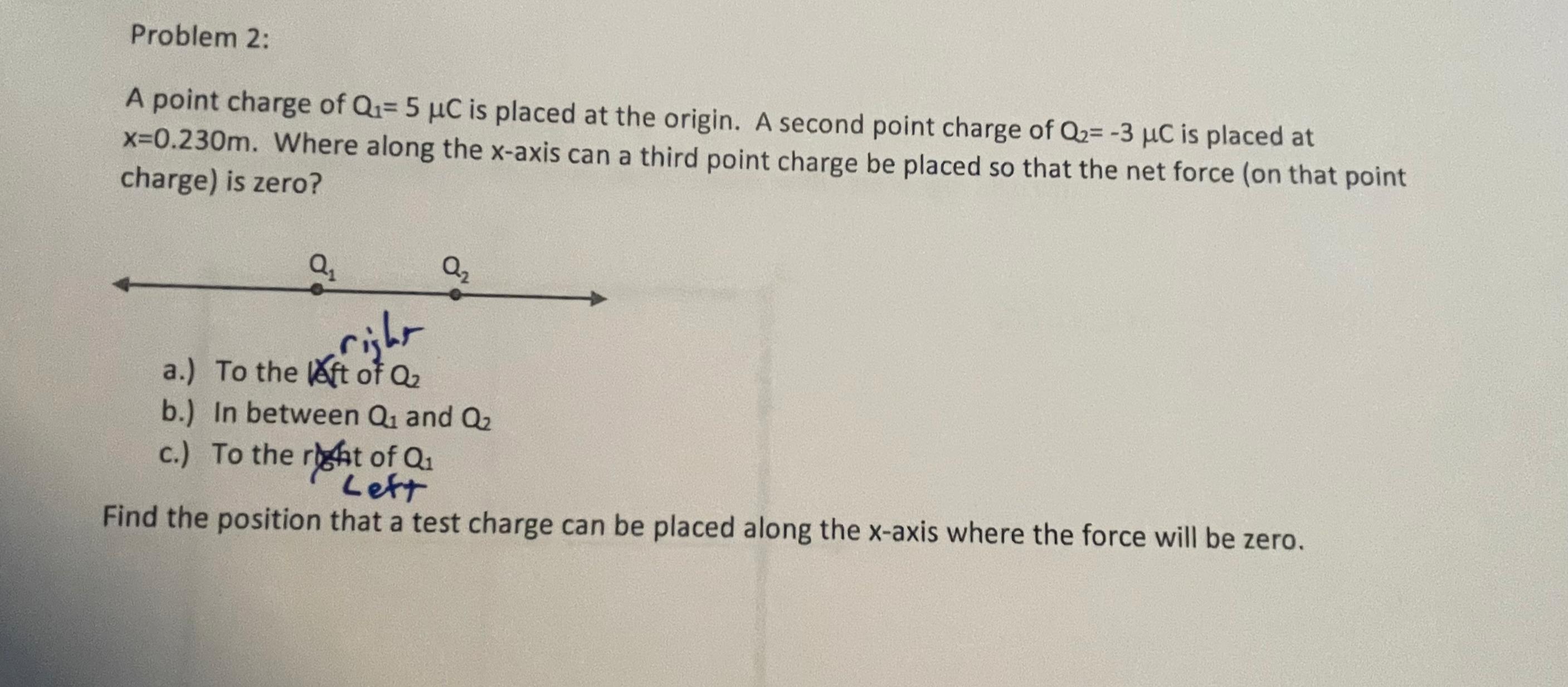 Solved Problem 2:A point charge of Q1=5μC ﻿is placed at the | Chegg.com