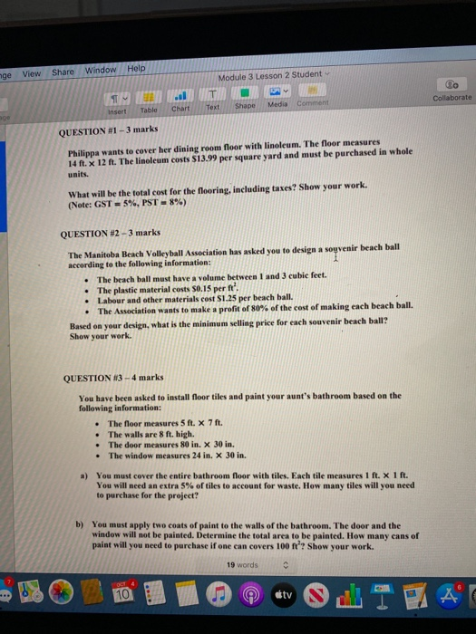 Solved Insert Format Arrange View Share Window Help Module 3 | Chegg.com
