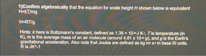 Solved 1) Confirm algebraically that the equation for scale | Chegg.com