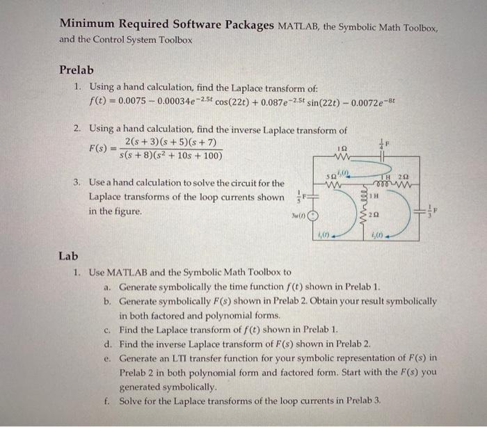 Solved Minimum Required Software Packages MATLAB, the | Chegg.com
