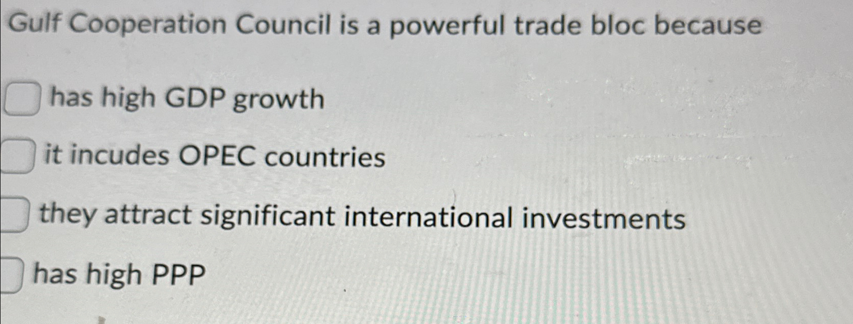 Solved Gulf Cooperation Council is a powerful trade bloc | Chegg.com