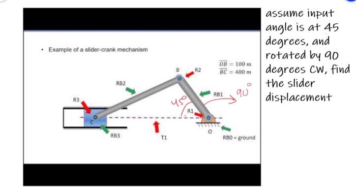 Solved • Example of a slider-crank mechanism assume input | Chegg.com