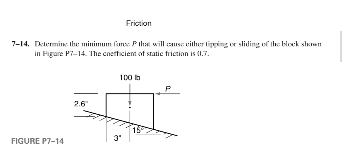 Solved Friction7-14. ﻿Determine the minimum force P ﻿that | Chegg.com