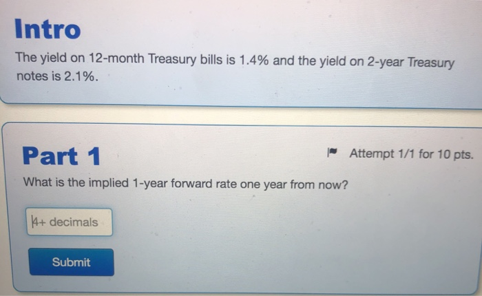 Solved Intro The yield on 12-month Treasury bills is 1.4% | Chegg.com