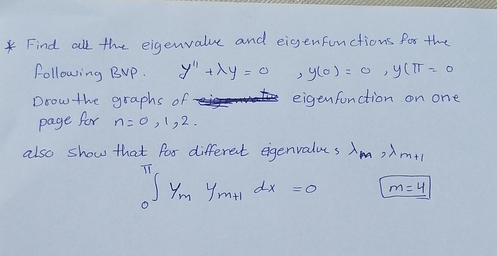 Solved * Find all the eigenvalue and eigenfunctions for the | Chegg.com