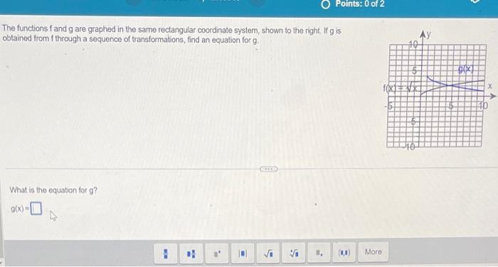 Solved The functions f and g are graphed in the same | Chegg.com
