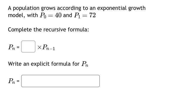 Solved A population grows according to an exponential growth | Chegg.com