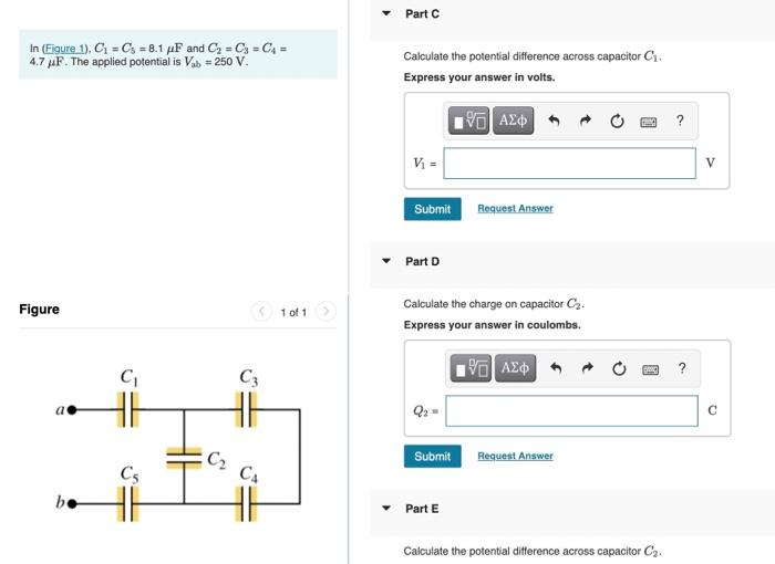 Solved In (Eigure 1), C1=C5=8.1μF and C2=C3=C4= Part A | Chegg.com