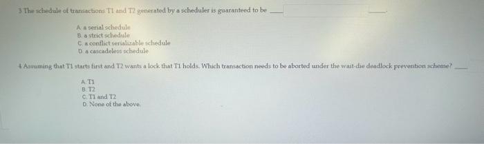 Solved Consider the following two transactions: | Chegg.com