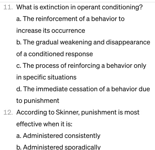 Solved What is extinction in operant conditioning?a. ﻿The | Chegg.com