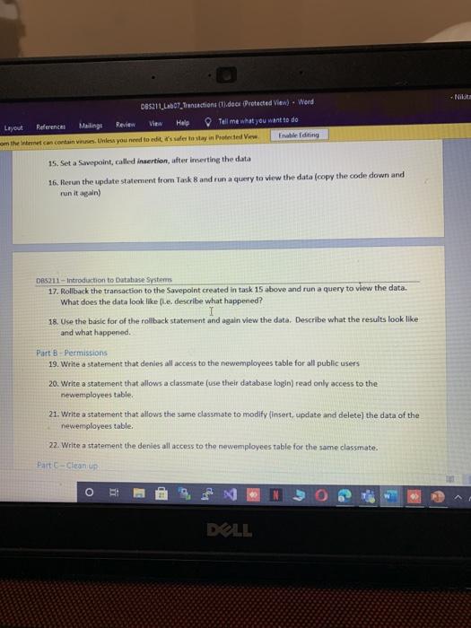 Solved DBS311.66:7. Transition (1).docx Protected View Word | Chegg.com