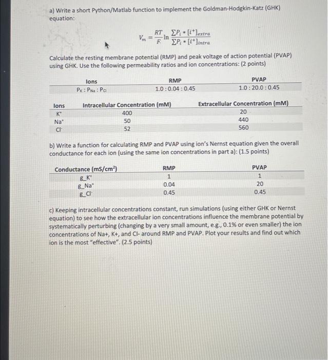 Solved A Write A Short Pythonmatlab Function To Implement