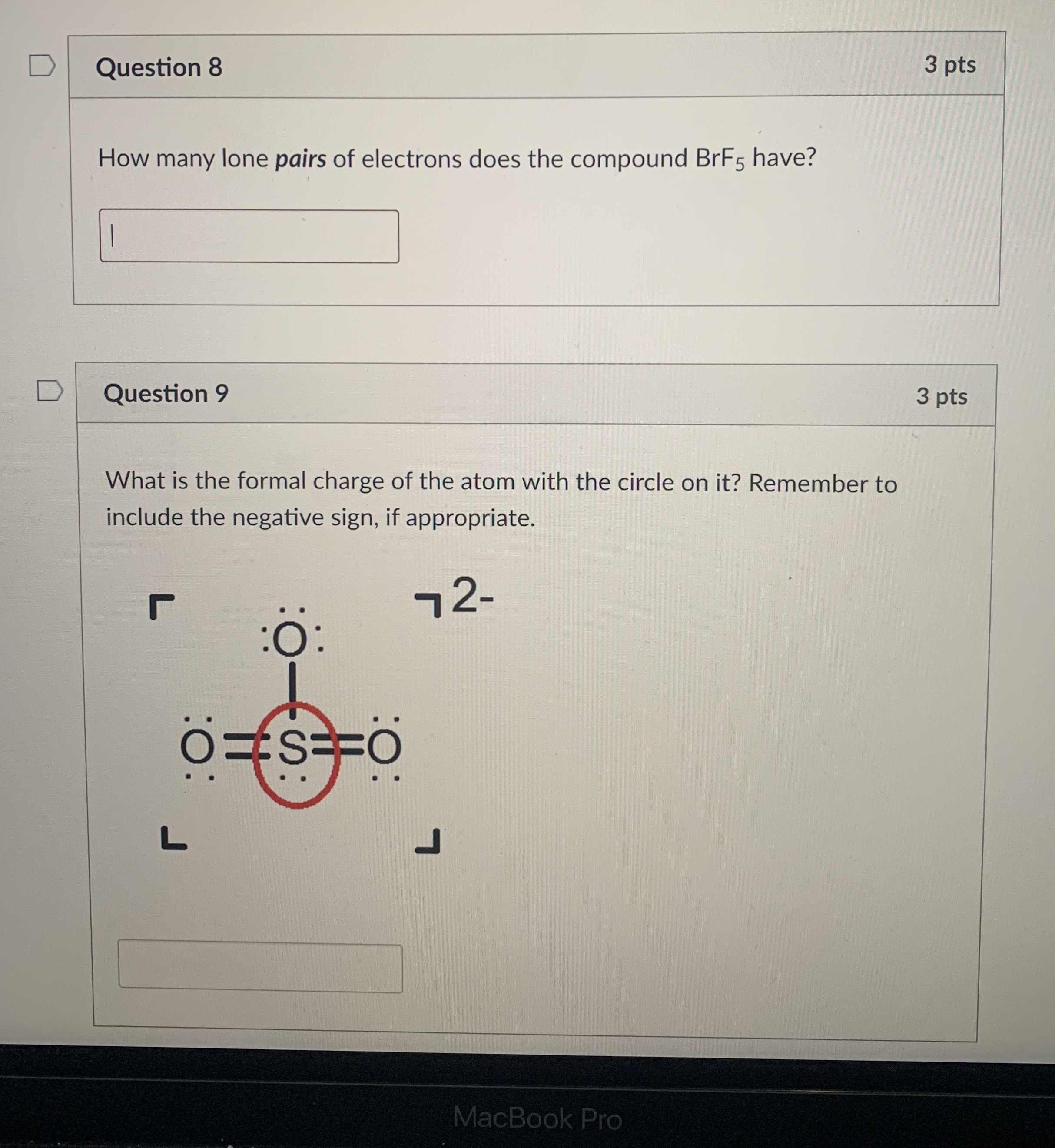 Solved Question 83 ptsHow many lone pairs of electrons does | Chegg.com Solved Question 83 ptsHow many lone pairs of electrons does | Chegg.com