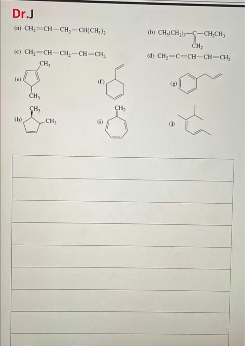 Solved Dr.J (a) CH2=CH-CH2-CH(CH3)2 (5) CH(CH3)-C-CH-CH, CH | Chegg.com