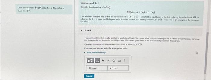 Solved Lead ttiocyanate, Pb(SCN)2, has a Keq value of | Chegg.com