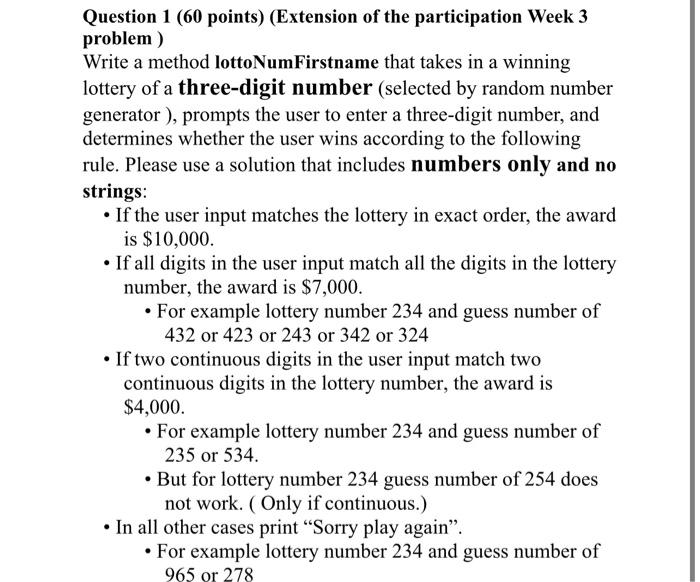 Solved Question 1 60 Points Extension Of The 