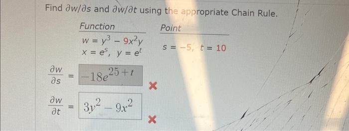 Solved Find ∂w/∂s and ∂w/∂t using the appropriate Chain | Chegg.com