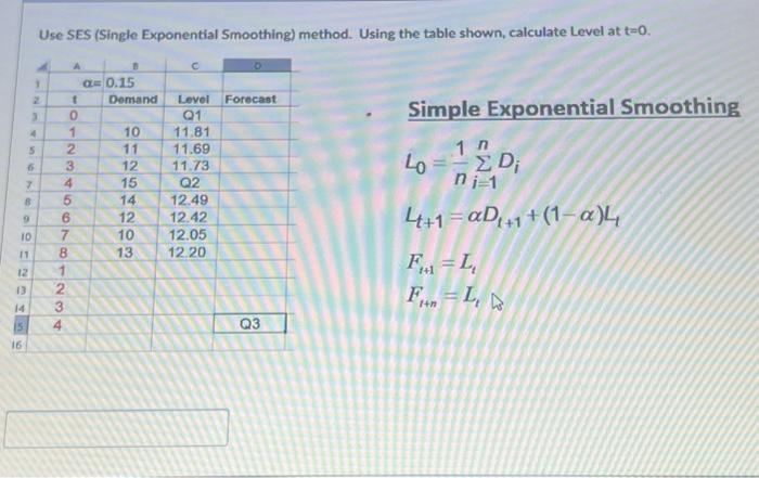 Use Ses Single Exponential Smoothing Method Using