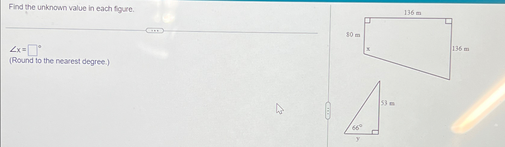 Solved Find the unknown value in each figure.??x=(Round to | Chegg.com