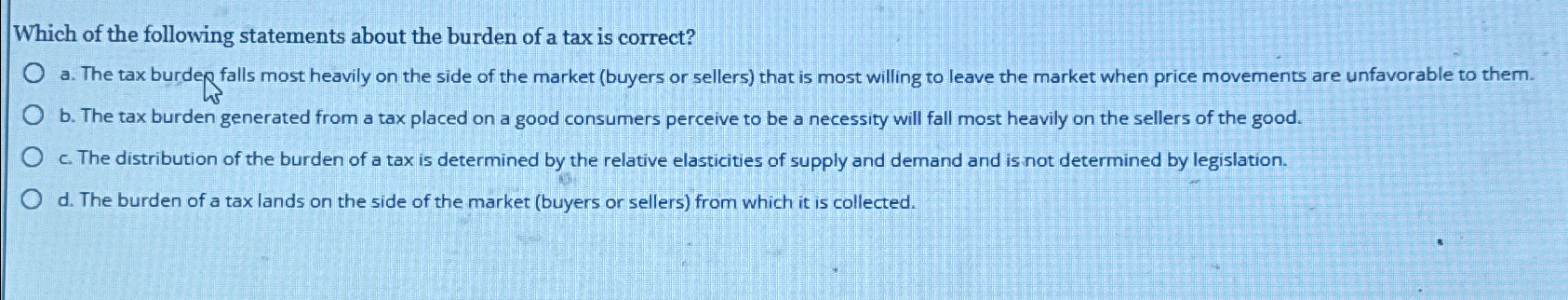 Solved Which of the following statements about the burden of | Chegg.com