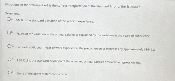Solved Use the following Excel output regression analysis to | Chegg.com