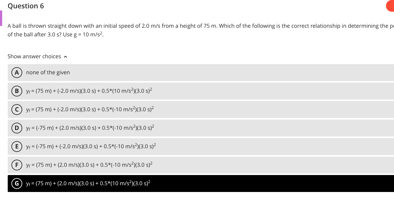 Solved Question 6A ball is ﻿thrown straight down with an | Chegg.com