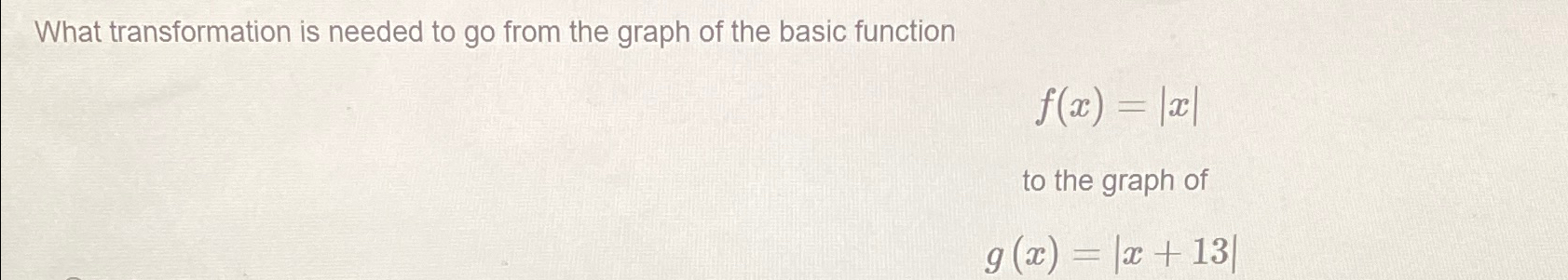 Solved What transformation is needed to go from the graph of | Chegg.com