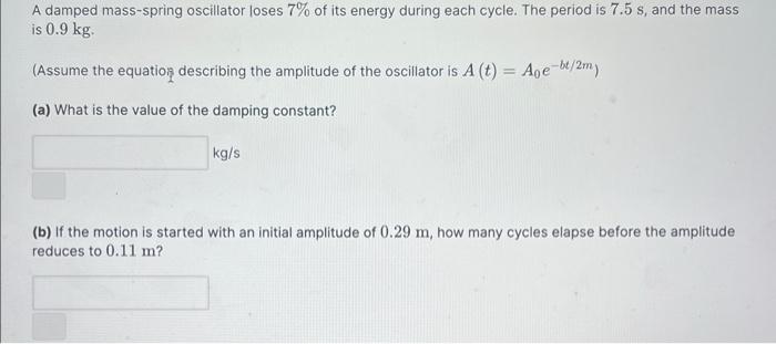 Solved A damped harmonic oscillator consists of a block of | Chegg.com