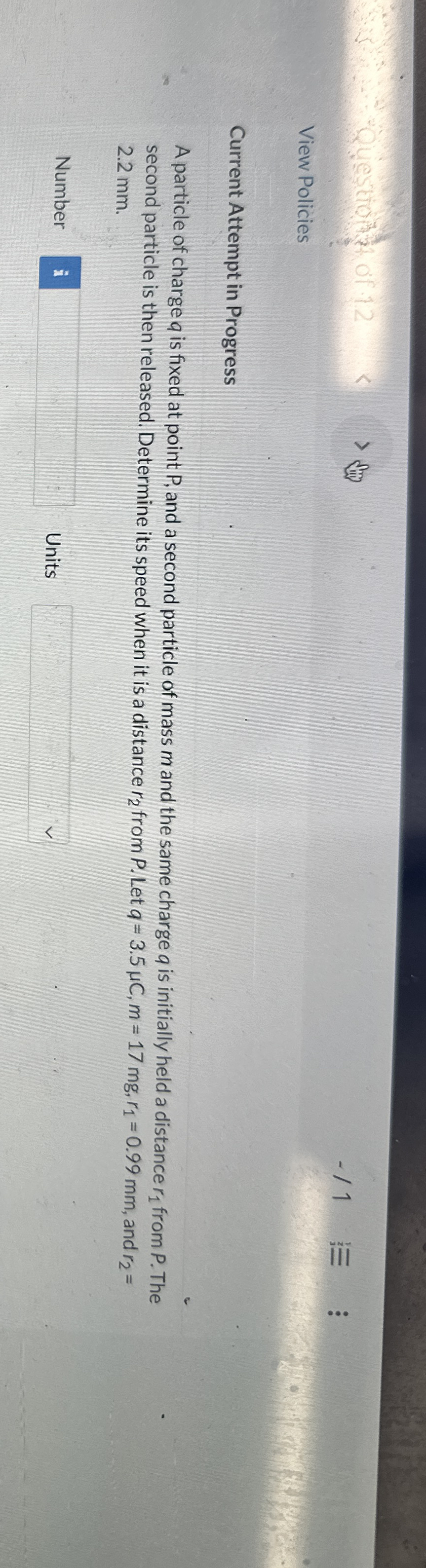 View PoliciesCurrent Attempt in ProgressA particle of | Chegg.com