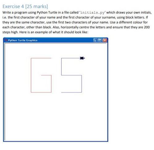 Solved write a python program which draws your initials. My | Chegg.com