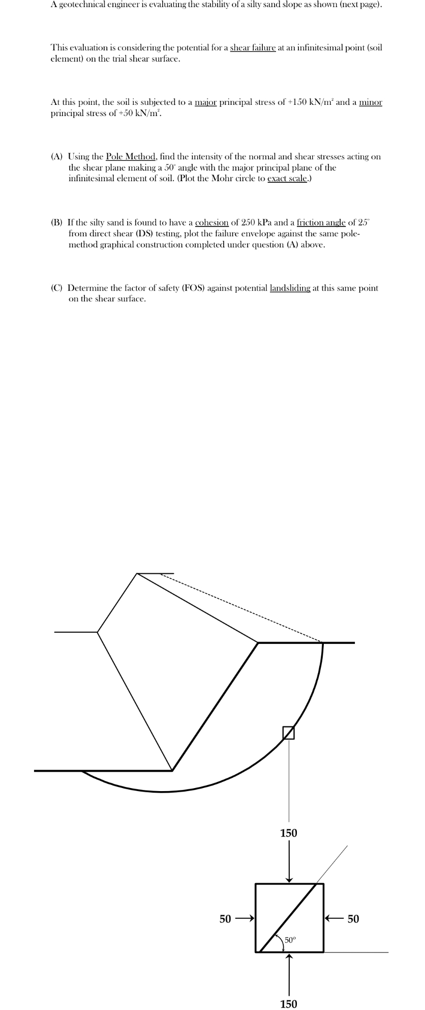A geotechnical engineer is evaluating the stability | Chegg.com